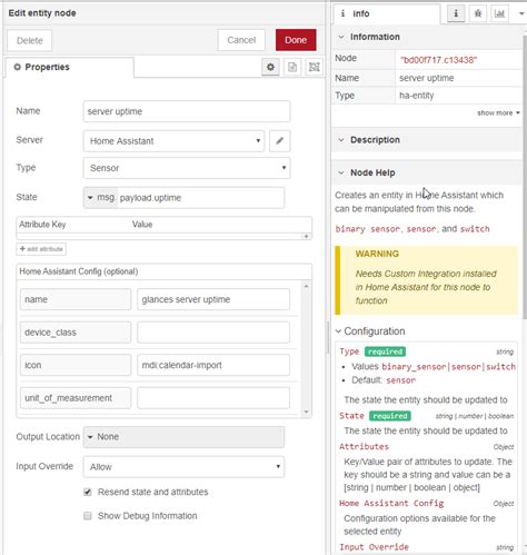 display node red values in ha frontend configuration