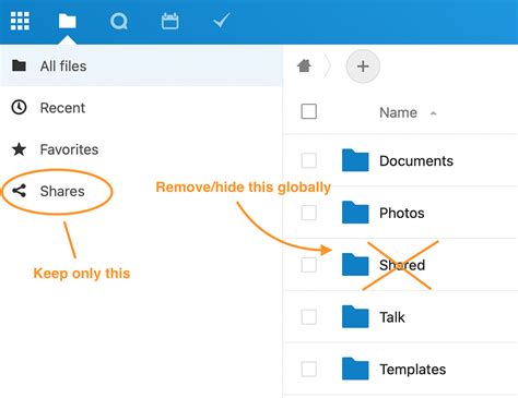 solved remove or hide the shared folder in files avoiding possible
