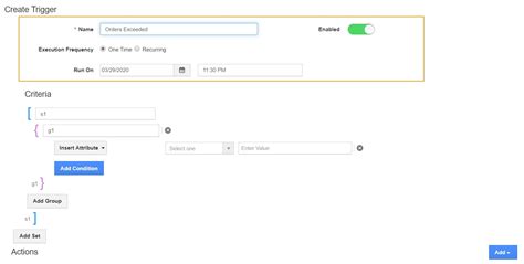 how to update an attribute as an action using the time based trigger in