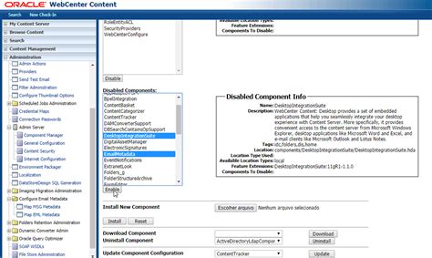 webcenter content configuring email metadata component