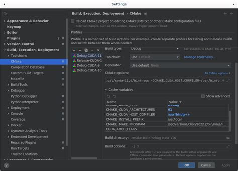 cmake in clion how do you set cmakelists txt option values stack