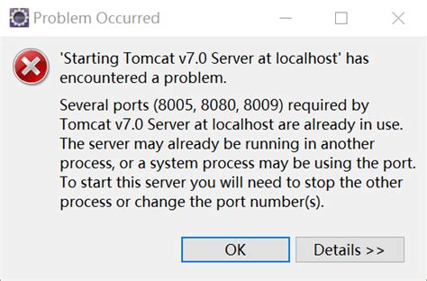java tomcat报错 starting tomcat v7 0 server at localhost