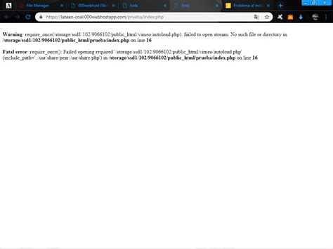 problema al incluir autoload php de la librería vimeo stack overflow