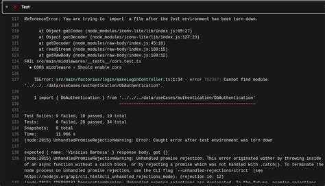 node js jest tests failing on github actions stack