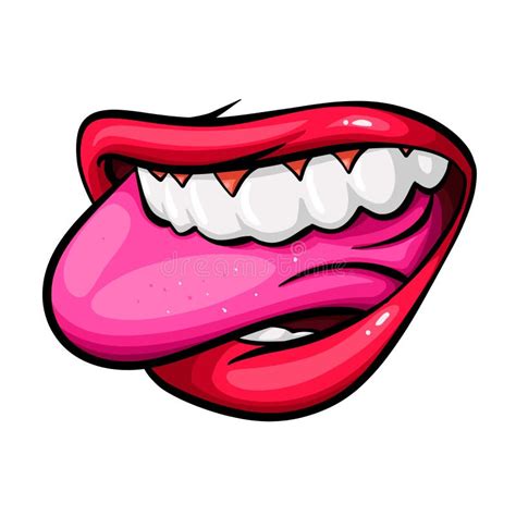 Female Cartoon Lips With A Smile Stock Vector Illustration Of Retro