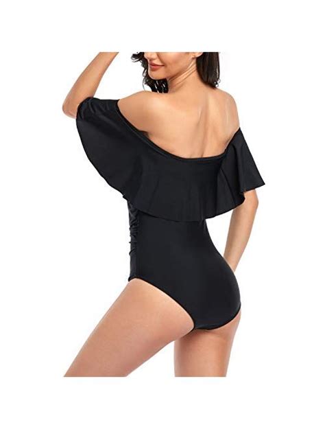 Buy Smismivo Strapless Ruffle Off Shoulder One Piece Swimsuits For