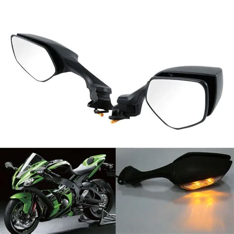 Motorcycle Rear View Side Mirrors Mirror Led Turn Signals Light For
