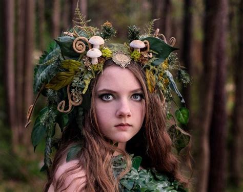 Forest Goddess Headdress Forest Queen Fairy Headdress Green Etsy