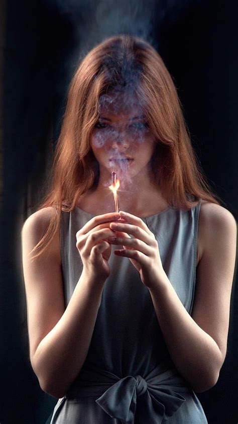 Girl Last Hope Match Fire Smoke 750x1334 Iphone 8 7 6 6s Iphone