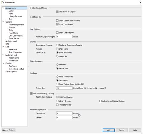 controlling the size of dimension numbers on screen