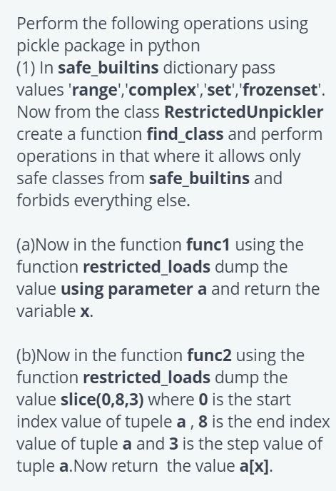 python pickle issue stack overflow