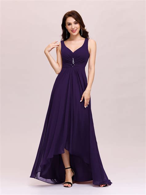 Ever Pretty Long Prom Party Dress High Low V Neck Bridesmaid Dresses 09983
