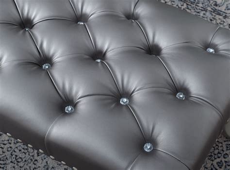 Decor Maxem Tufted Faux Leather Upholstered Seat With Nailhead Trim Be