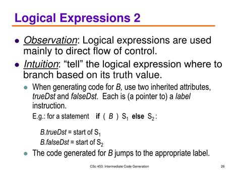 ppt csc 453 intermediate code generation powerpoint presentation
