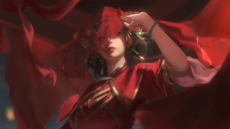 囍嫁新娘，红色华服配头纱，绝美4k动漫壁纸，高清3840x2160免费下载 墨鱼部落格