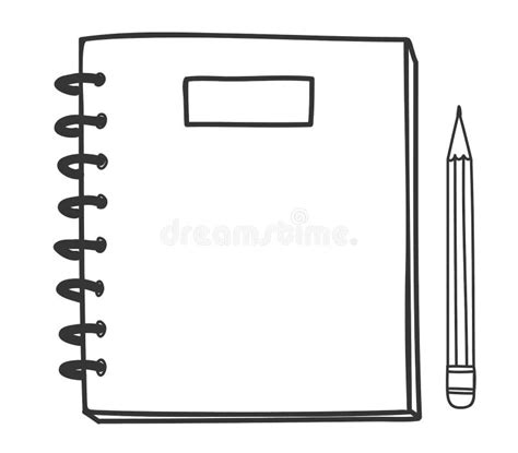 El Cuaderno Y El Lápiz Dan La Línea Exhausta Ejemplo Del Vector Del
