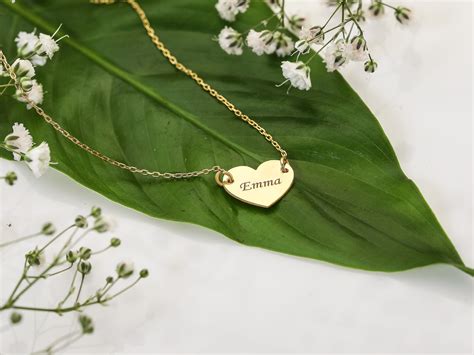 Personalized Heart Necklace Heart Name Necklace Custom Etsy Uk