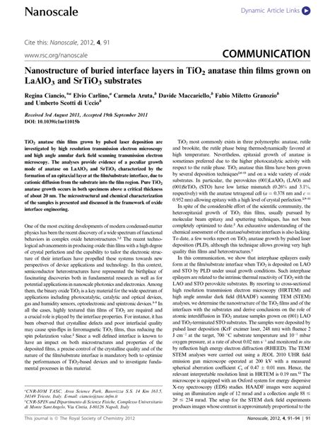 Pdf Nanostructure Of Buried Interface Layers In Tio2 Anatase Thin