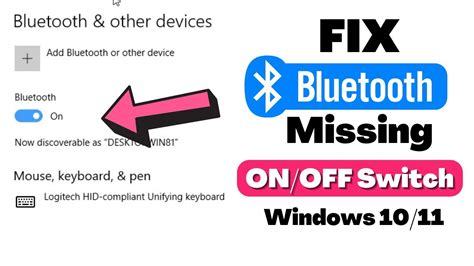 Toggle To Turn Bluetooth On Or Off Is Missing In Wind