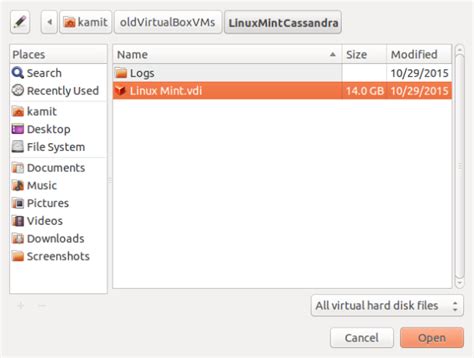 how to import a virtual machine image into virtualbox