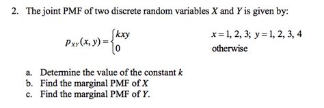 solved 2 the joint pmf of two discrete random variables