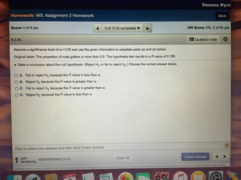 Solved Assume A Significance Level Of Alpha 0 05 And Use