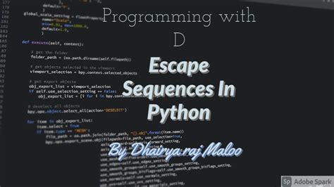 escape sequences in python youtube