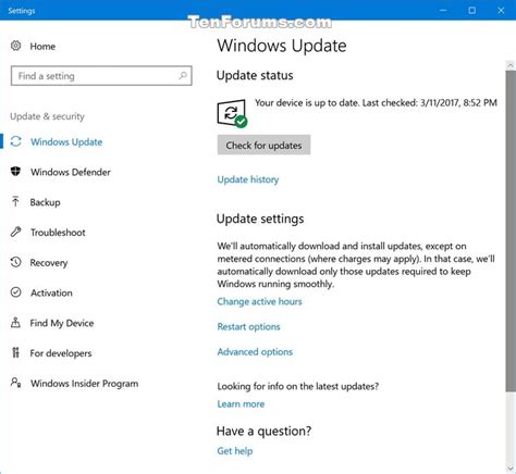 create windows update shortcut in windows 10 tutorials