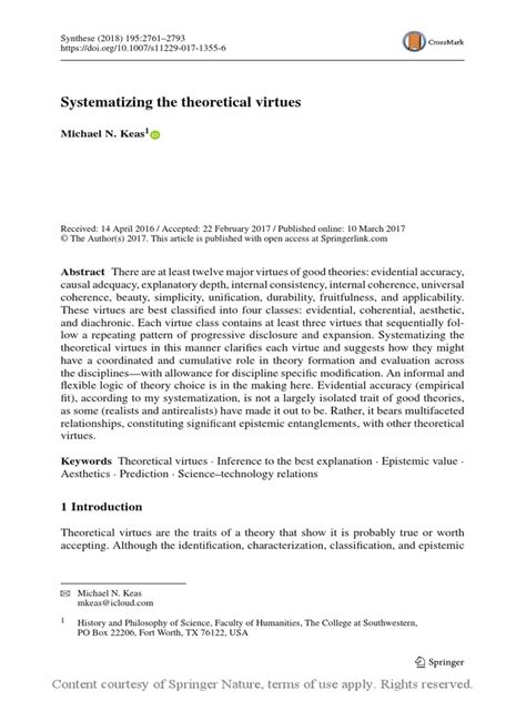 Systematizing The Theoretical Virtues Download Free Pdf Theory