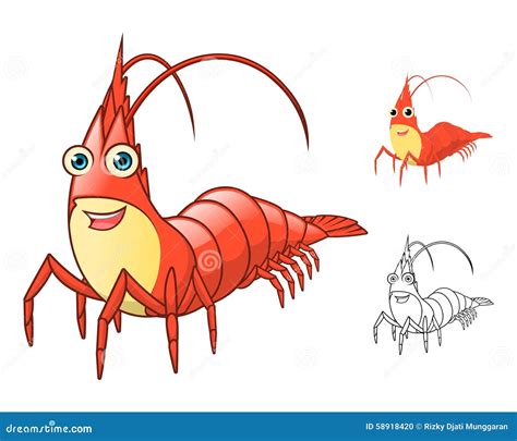Le Personnage De Dessin Animé De Haute Qualité De Crevette Incluent La