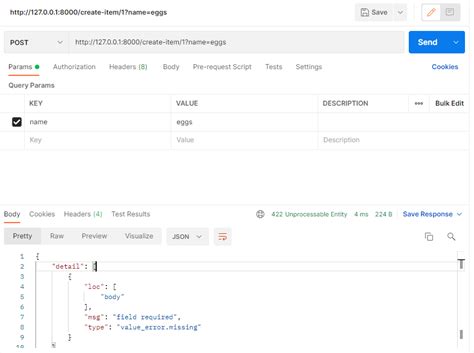 python fastapi postman error 422 unprocessable entity stack overflow