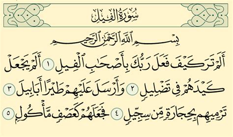 Surat Al Fiil Dan Artinya Lafadz Surat Al Fil Per Ayat Tulisan My Xxx
