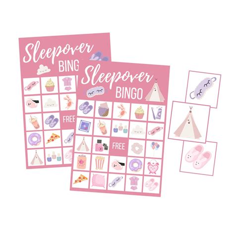 Slumber Party Bingo Game Girl Birthday Digital Download Sleepover