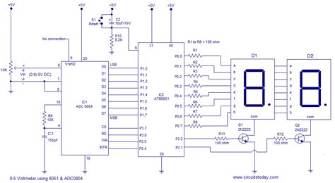 digital voltmeter using 8051 microcontroller at89s51 with