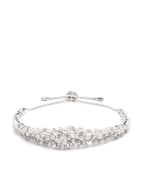 Apm Monaco Crystal Bead Embellished Bracelet Silver Editorialist