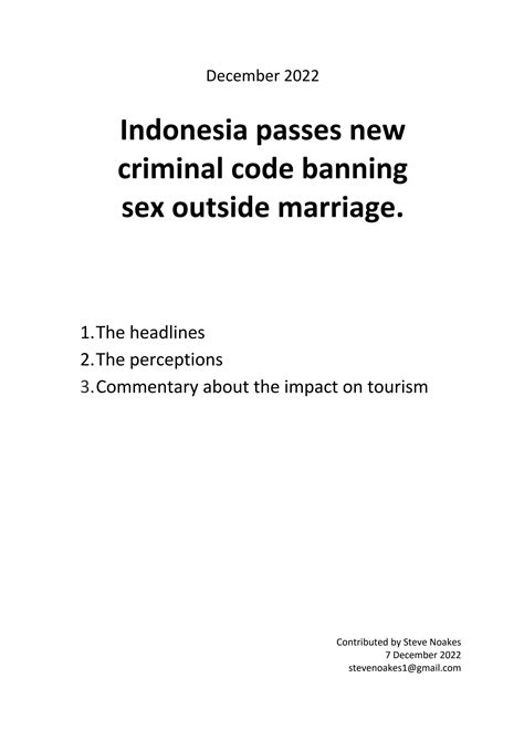 Indonesia Passes New Criminal Code Banning Sex Outside Marriage By