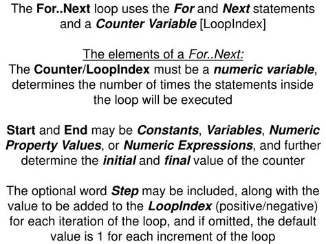 ppt for counter loopindex start to end [ step step ] statements