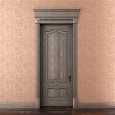 classic single wood door model 3d cgtrader