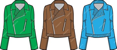 Premium Vector Biker Jacket For Fashion Flat Sketch Technical Drawing
