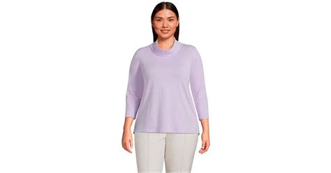 Lands End Plus Size 3 4 Sleeve Light Weight Jersey Cowl Neck Top In