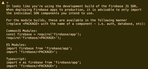 get rid of firebase development mode warning in vue js