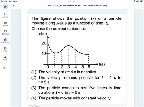 The Figure Shows The Position X Of A Particle Moving Along X Axis As A