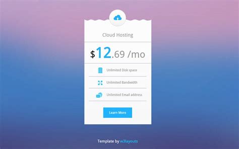colored pricing table flat responsive widget template