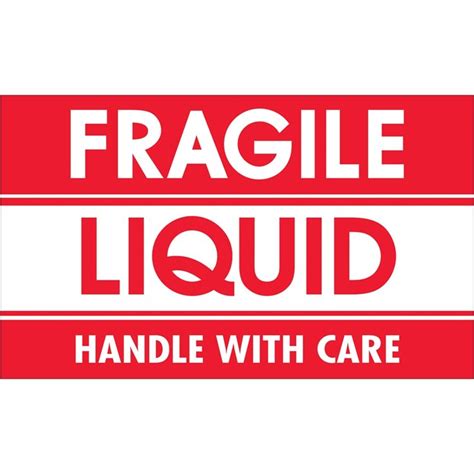 3 x 5 fragile liquid handle with care labels