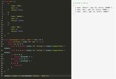 sort array of objects using dynamic key javascript codez up