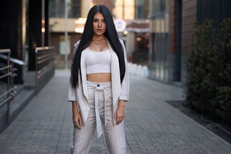 2048x1365 Long Hair Blue Eyes Model Woman Girl Depth Of Field