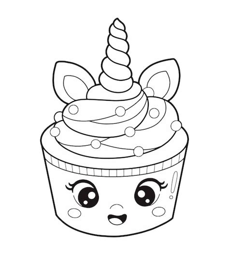 Desenho De Cupcake De Unicórnio Bonito Dos Desenhos Animados Para