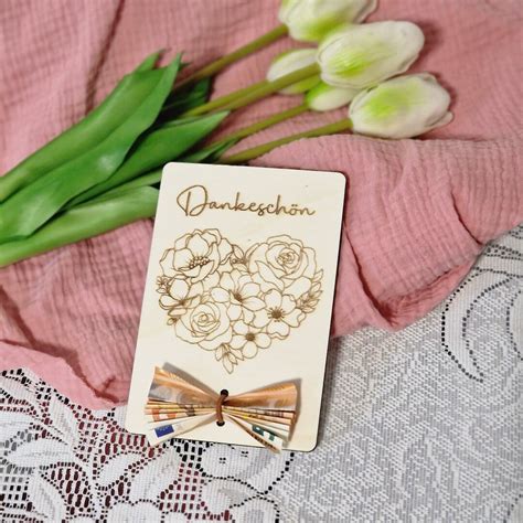 Geldgeschenk Karte Aus Holz Geschenkkarte Dankeschön Danke