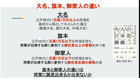 大名、旗本、御家人の違い Youtube