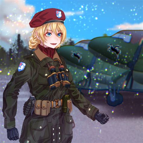 Safebooru 1girl Alternate Costume Belt Beret Binoculars Black Gloves
